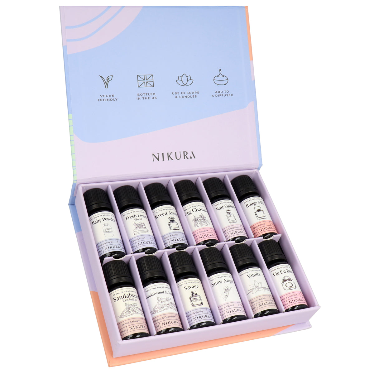 Luxury Fragrance Oils Gift Set | 12 x 10ml | Nikura